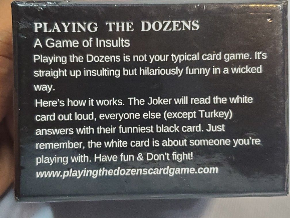 @CHV. PLAYING THE DOZEN GAME OF INSULTS CARD GAME ONLY PLAY IF YOU CAN ...