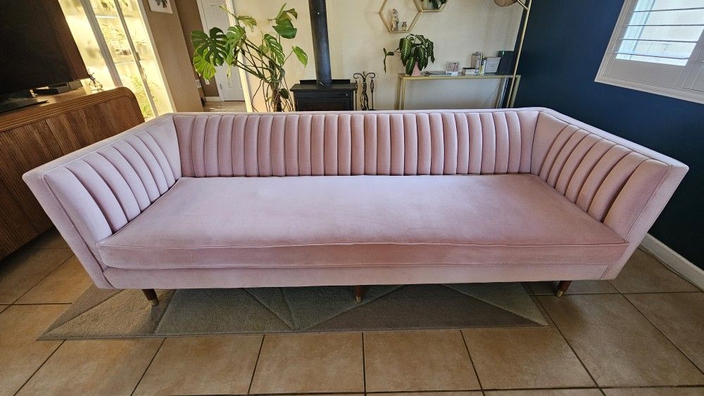 Pink Sofa (Velvet/Midcentury Modern/Pink Couch) for Sale in Hesperia ...