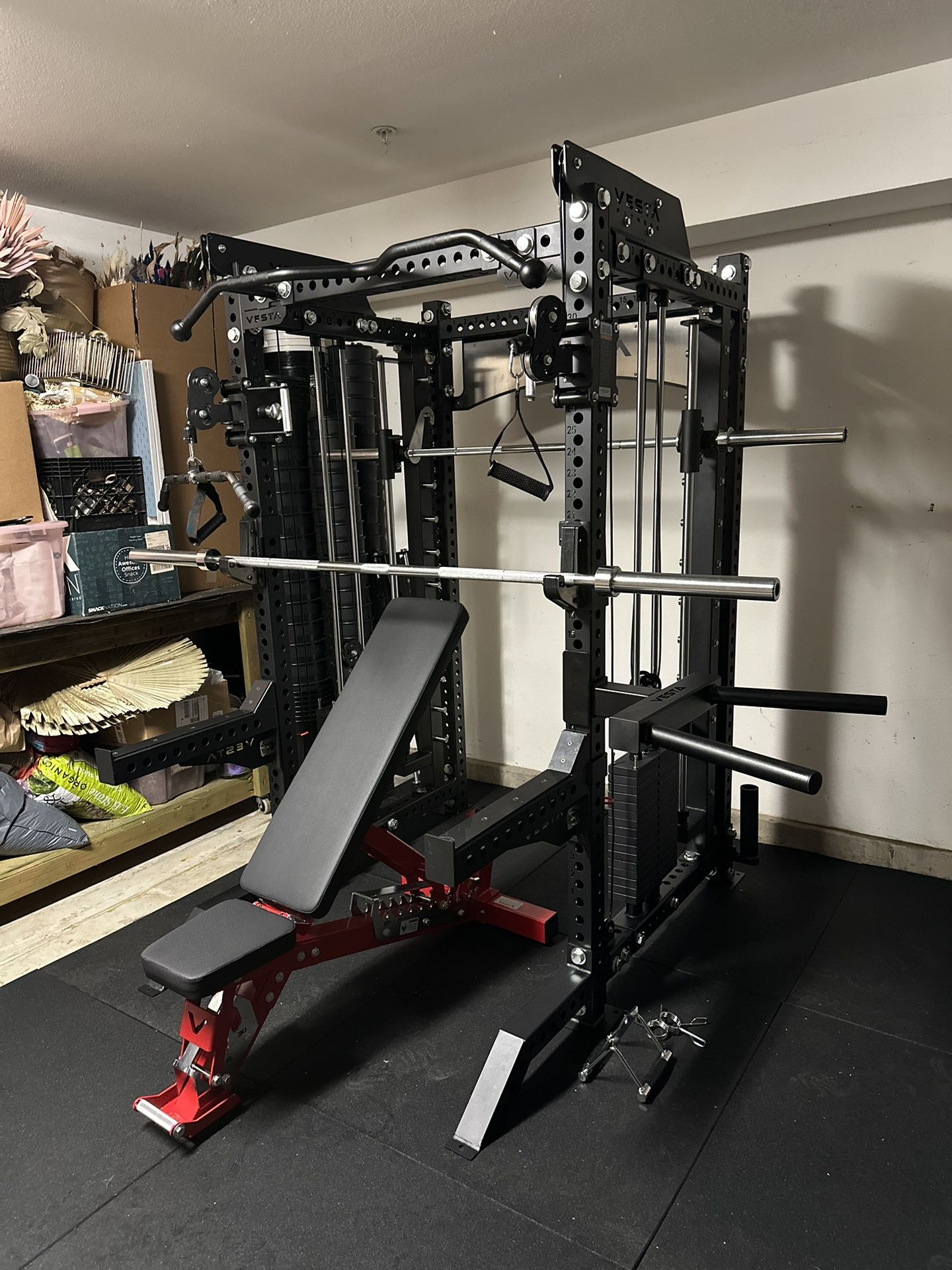 PRO SERIES Ultimate Half Rack Functional Trainer w/Smith Machine Bar ...