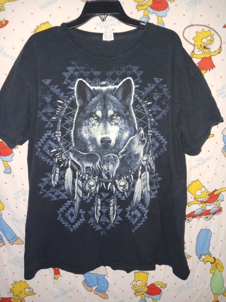 Native American Indian Tribal Wolf Wolves Nature Graphic Tee Shirt for ...