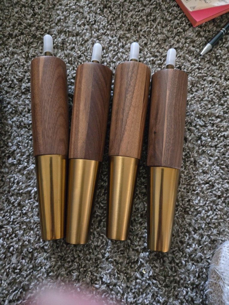Brand New Solid Walnut Sofa Legs with Brass Caps – Set of 4 for Sale in ...