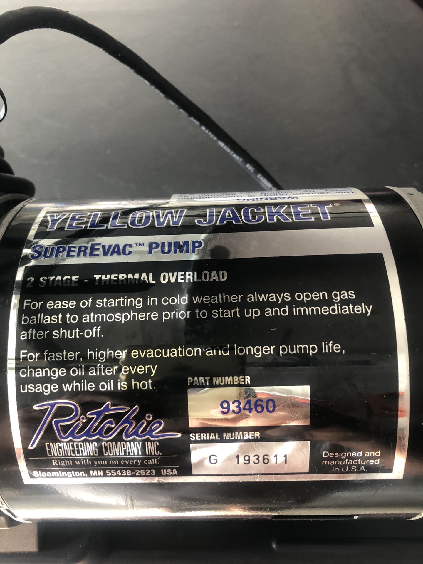 Yellow Jacket Ritchie Vacuum Pump at Rogelio Dorothy blog