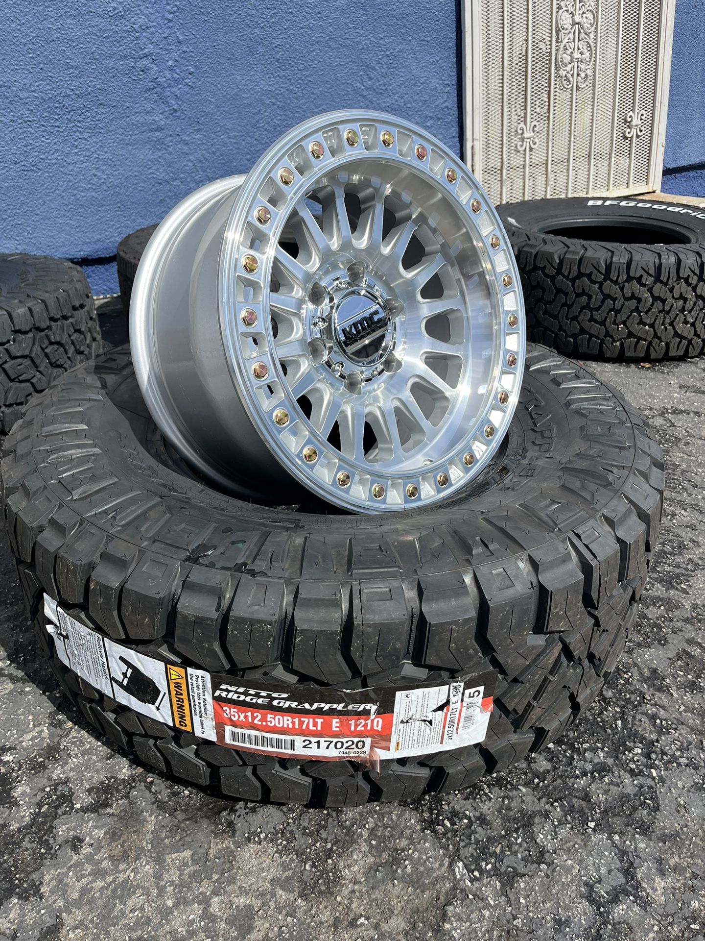 17”x9” IMS MACH KMC WHEELS/ NITTO RIDGE GRAPPLER 35x12.50R17LT TIRES ...