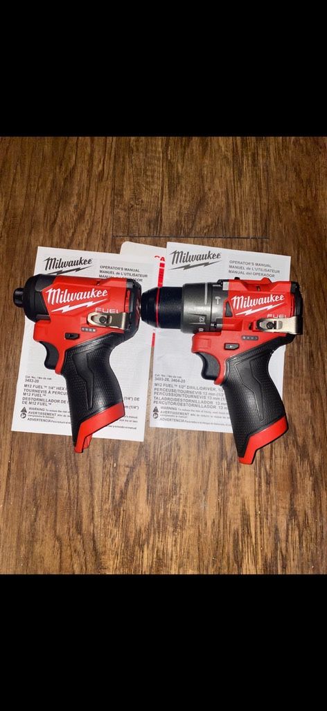 Milwaukee m12 impact driver 3453-20 and hammer drill driver 3404-20 New ...