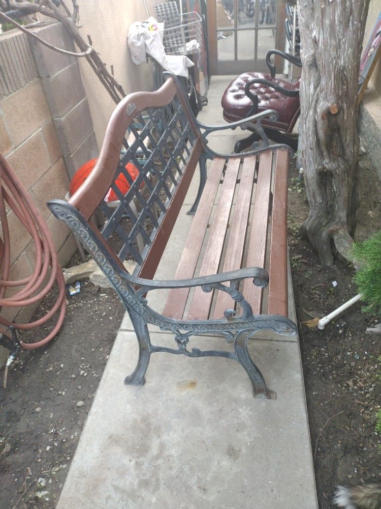 Wooden And Iron Bench for Sale in Huntington Beach, CA - OfferUp