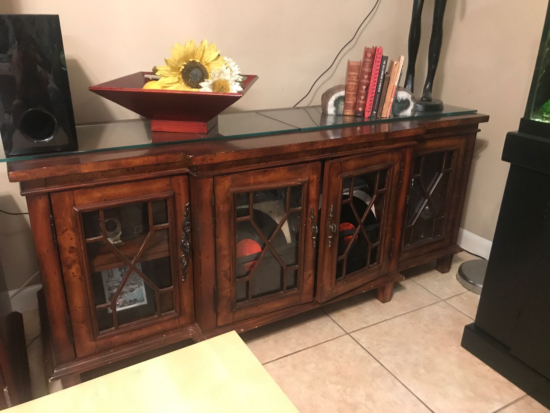 CHESTER BURL WOOD/GLASS DOORS SIDEBOARD/BUFFET.. IT MEASURES,62”X 20 ...