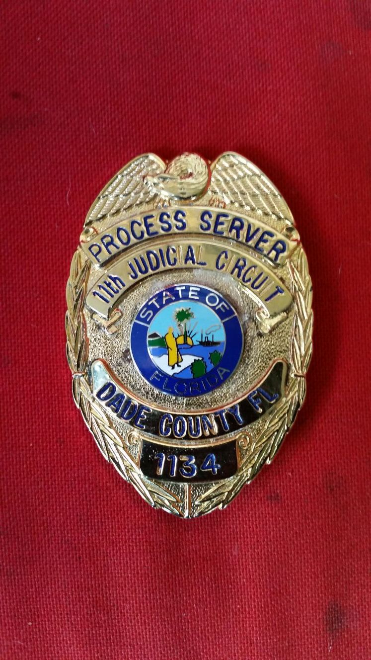 MIAMI DADE COUNTY PROCESS SERVER BADGE RARE for Sale in Holiday, FL ...