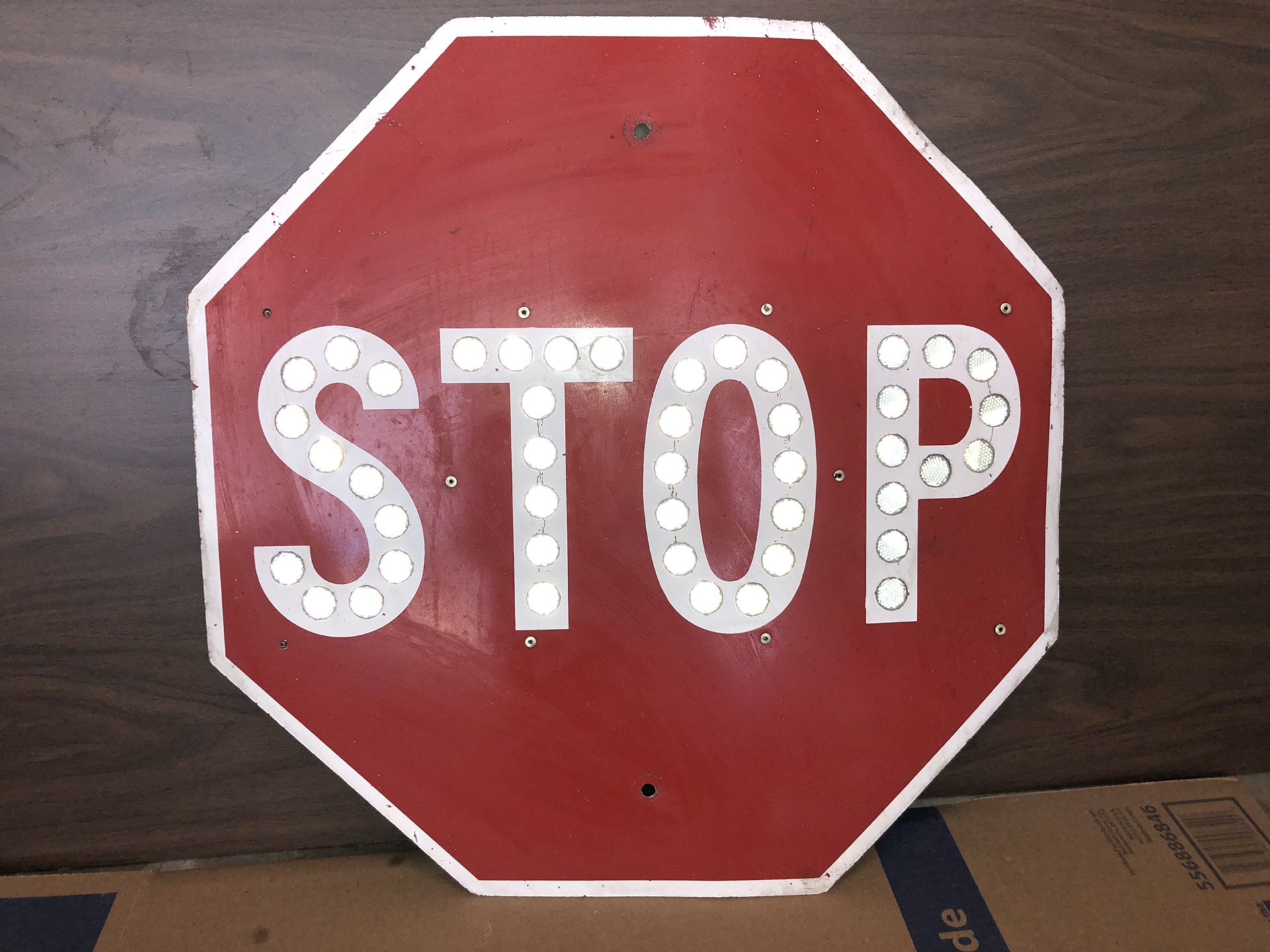 Vintage STOP SIGN with inlaid REFLECTORS Size is 25 inches diameter for ...