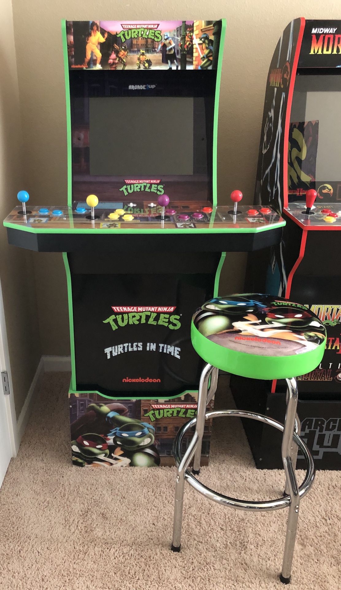 Ninja Turtles TMNT Arcade1up arcade Sanwa modded with riser and stool ...