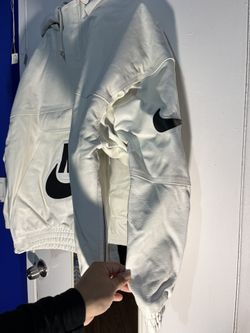 Nike X Supreme Mens Leather Bomber Jacket/Anorak White/Sail Nike X Supreme Mens Leather Bomber Jacket/Anorak White/Sail