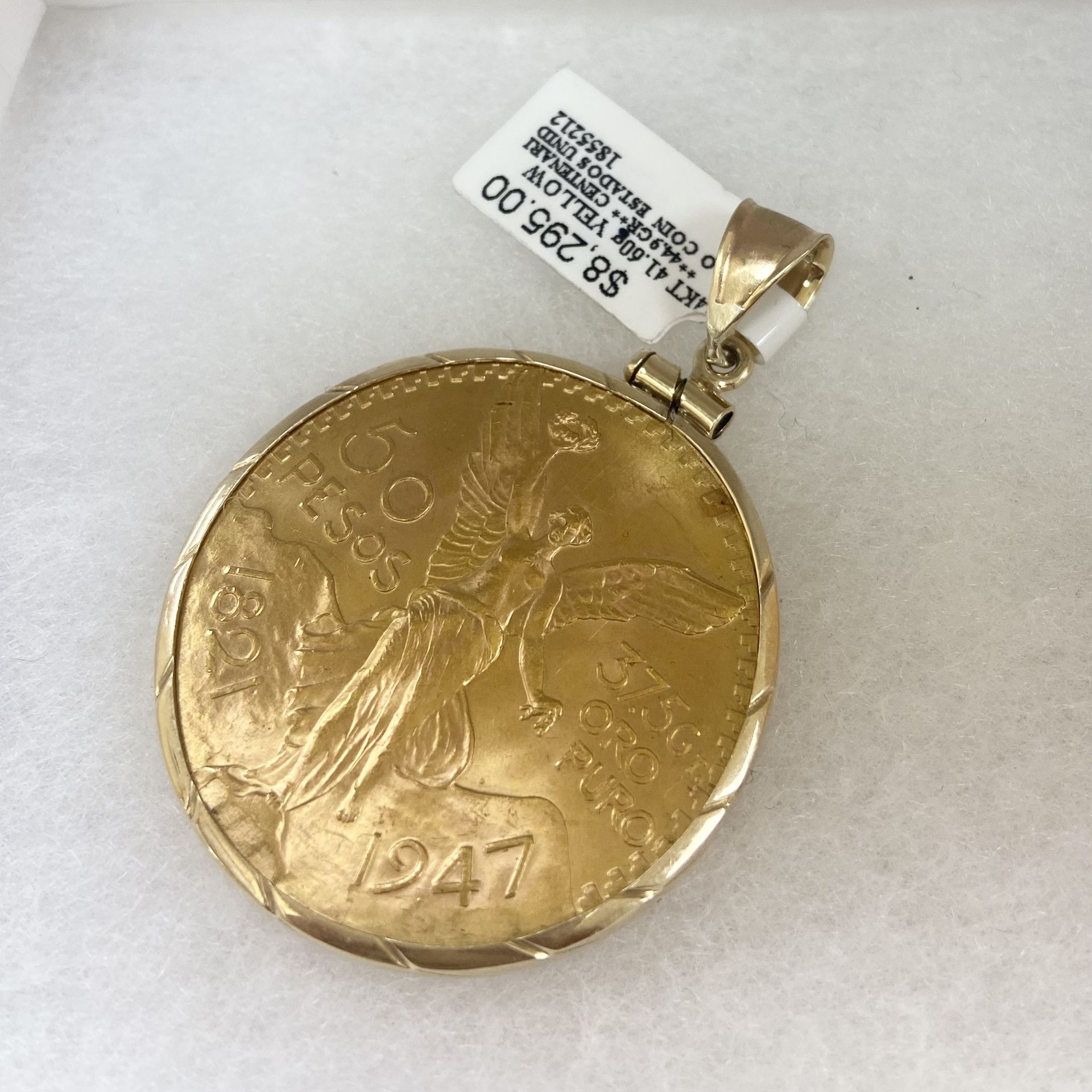 21k Centenario with 14k Bisel - 1947 Mexican 50 Pesos Coin for Sale in ...