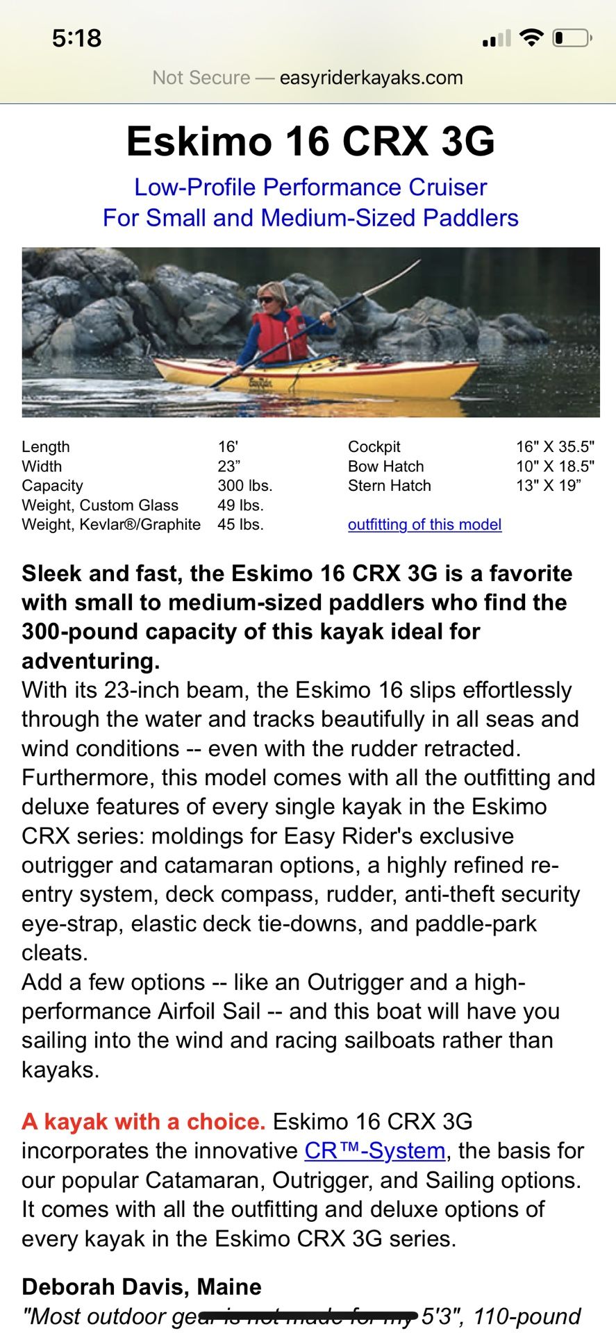 Easy Rider Eskimo 16’ Fiberglass Sea Kayak for Sale in Mill Creek, WA ...