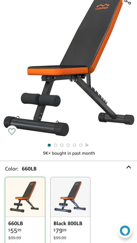 Lusper Weight Bench for Home Gym, 660LB Adjustable and Foldable Weight bench, Multi-purpose ...