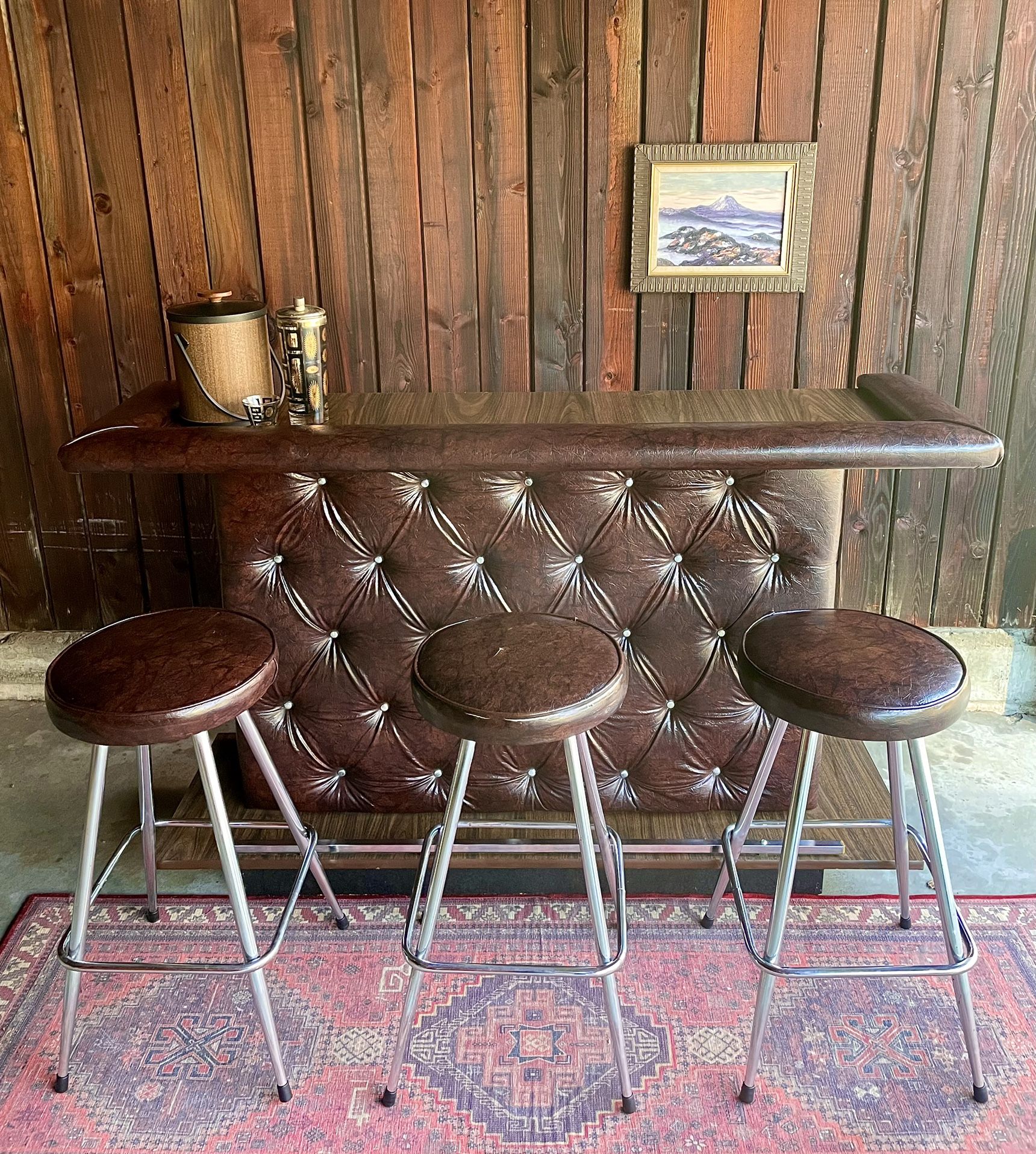 Vintage 1970’s Stand Behind Bar with 3 Bar Stools for Sale in Seattle ...