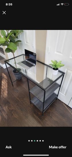 Fulham Glass Top Desk With Wooden Shelves for Sale in Las Vegas NV OfferUp