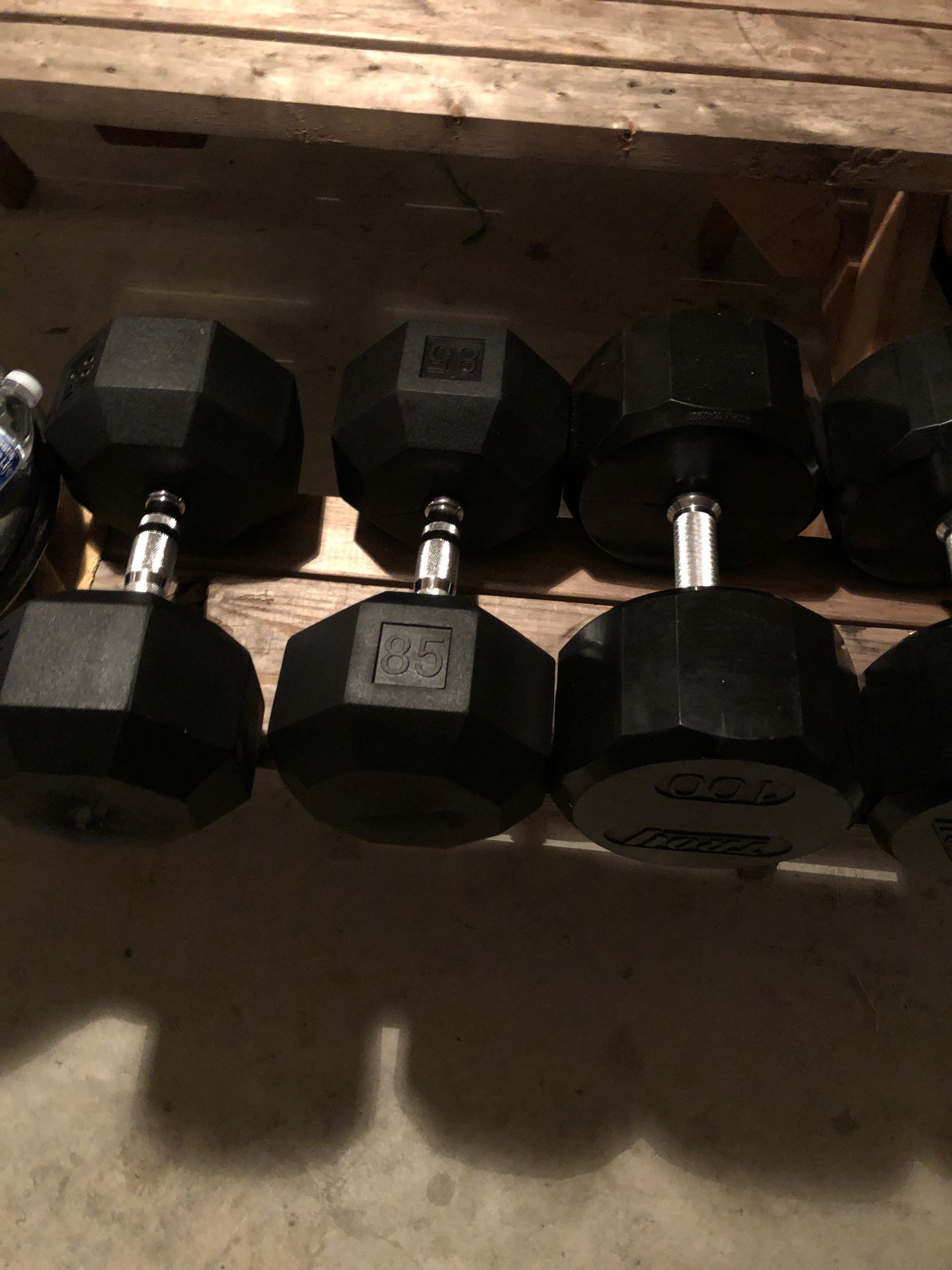 These are by Troy dumbbells 100 pound dumbbells 85 pound dumbbells ...