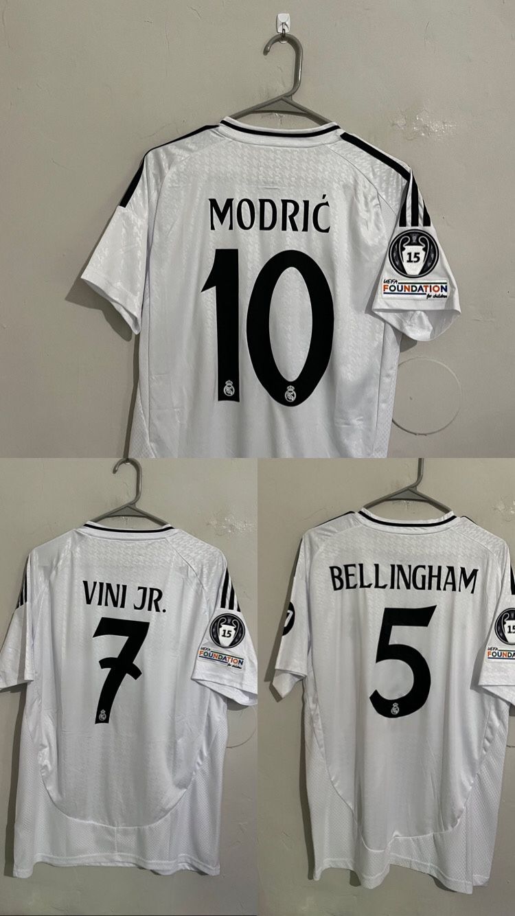 Real Madrid 2024-25 Home Bellingham Vini Jr Modric Jersey (medium Large ...