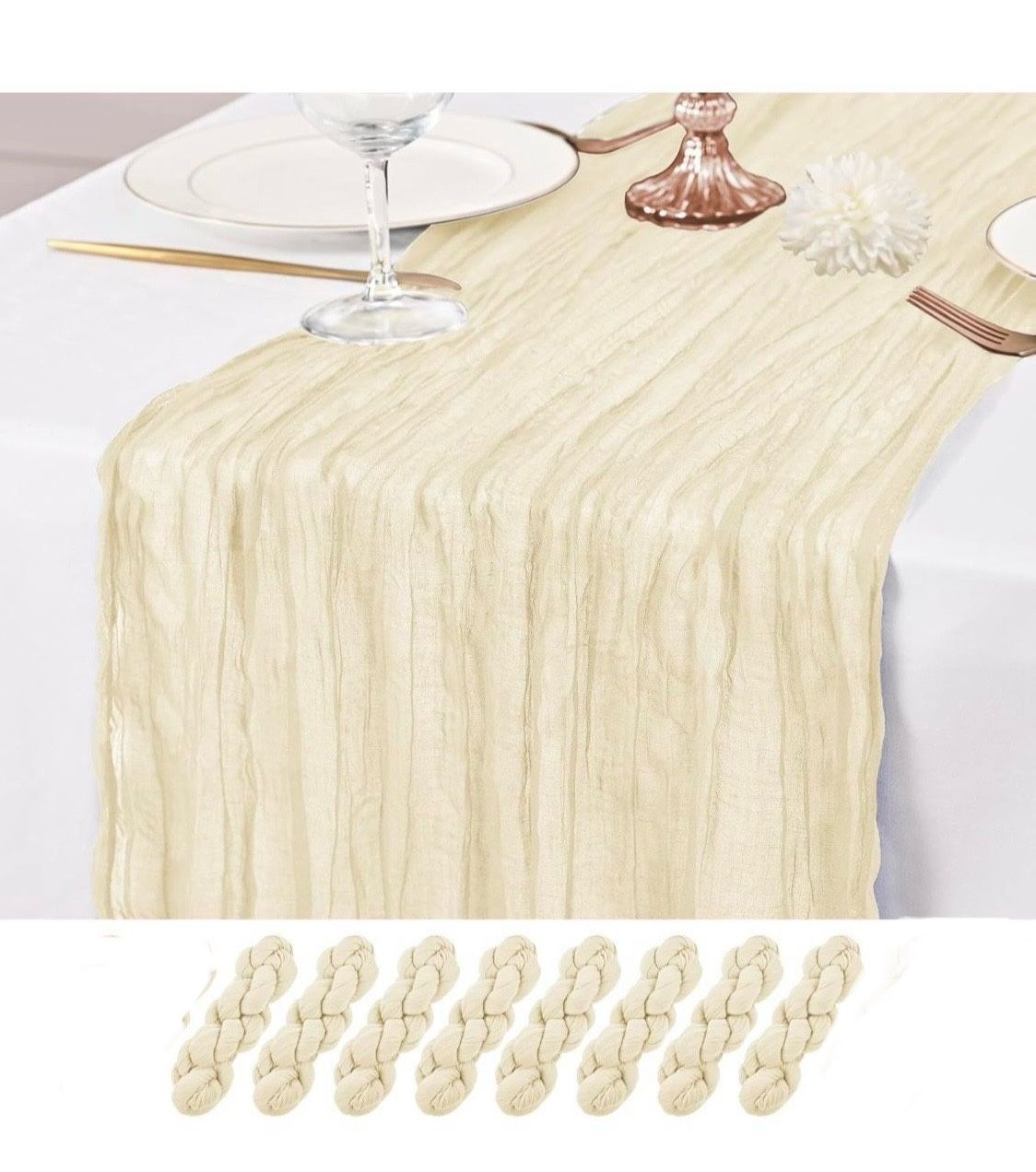 8 Pack 10ft Ivory Table Runners Rustic Chiffon Romantic Long Cream ...
