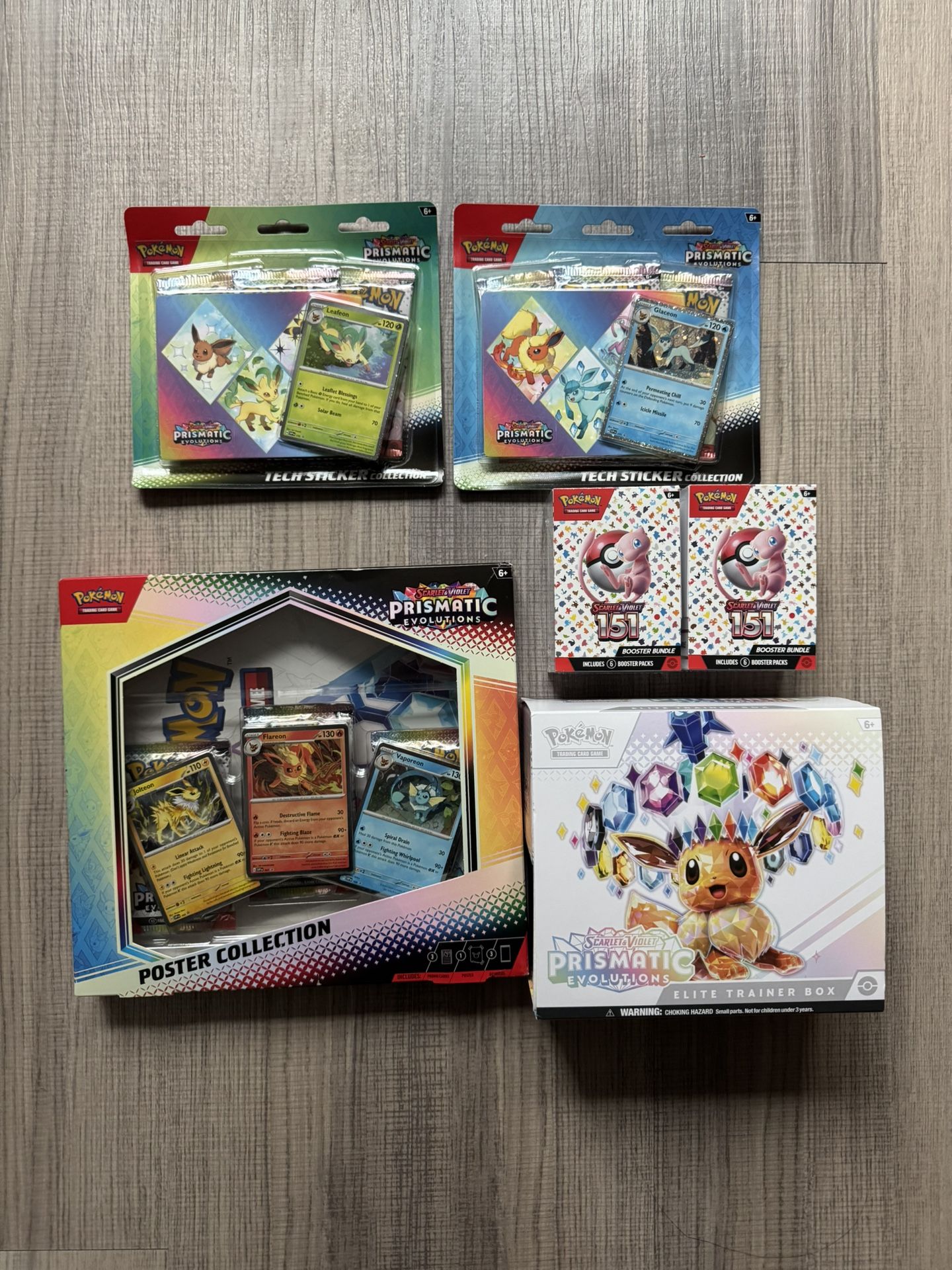 Pokemon 151 Prismatic Evolutions ETB Tech Sticker Poster Collection ...