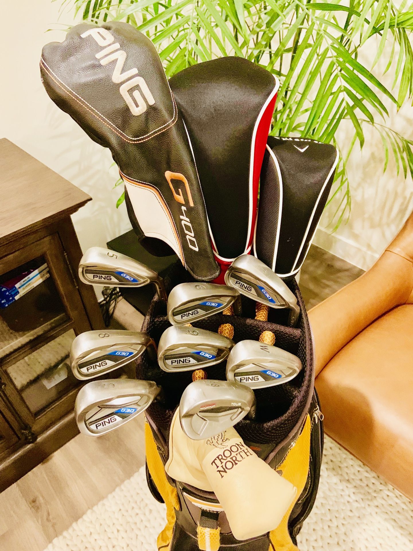 13PC MENS PING GOLF CLUBS SET, G DRIVER G30 IRONS WOODS PUTT BAG LOOK ...