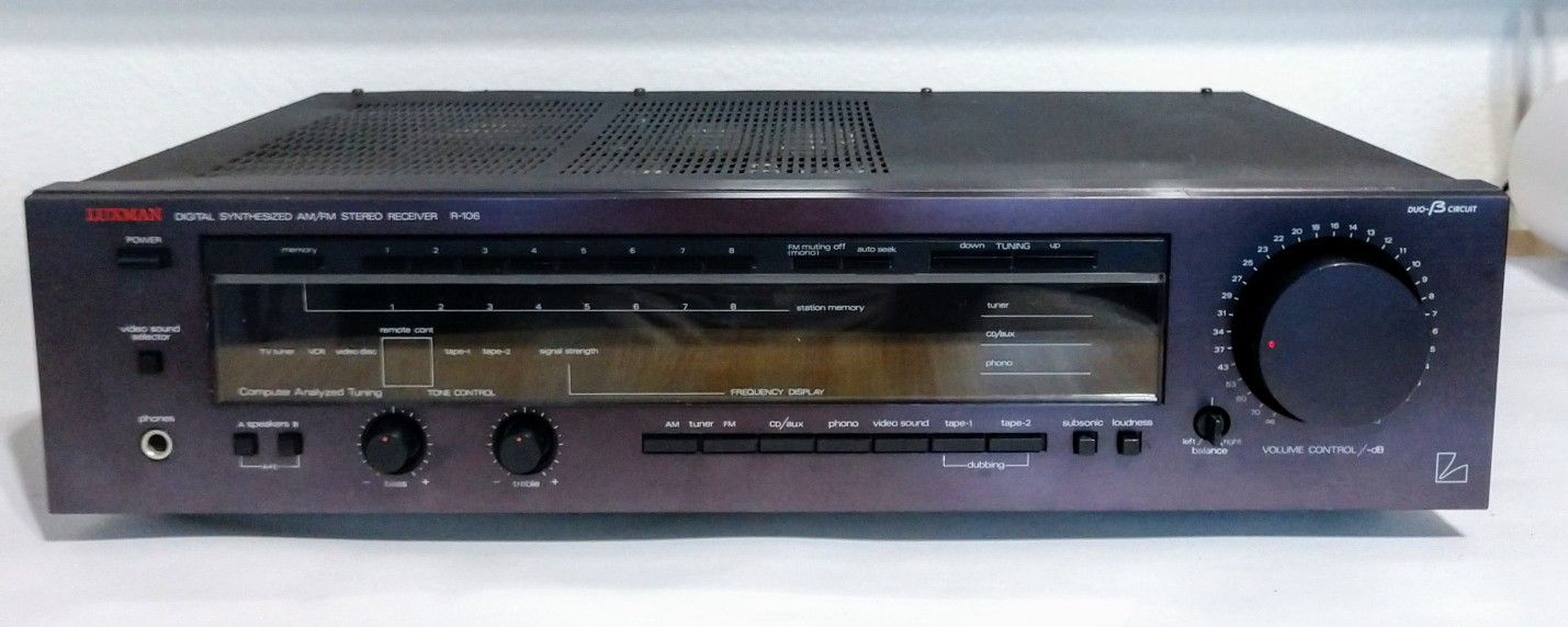 Vintage 80s JAPAN Audiophile LUXMAN R-106 HiCURRENT & HEADROOM 2/4/8ohm ...
