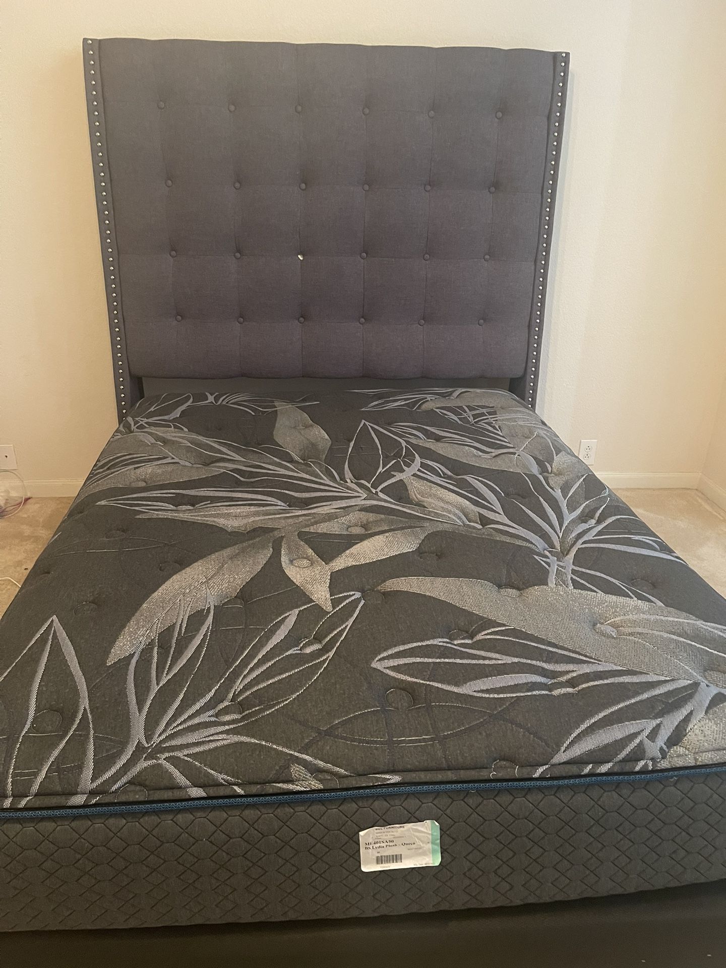 Queen Bed Set – Includes Mattress, Box Spring, and Upholstered Frame ...