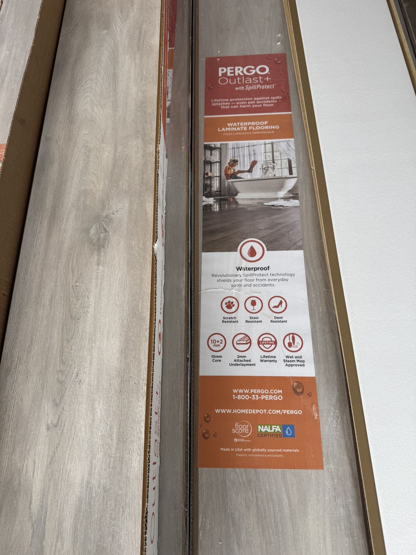 Pergo Outlast+ Soft Oak Glazed 12 mm T x 7.4 in. W Waterproof Laminate ...