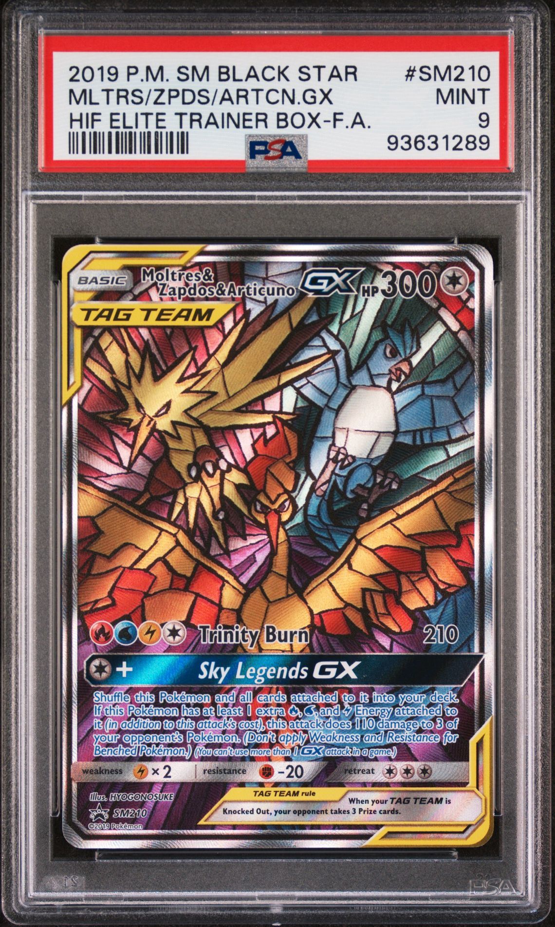 PSA 9 Moltres, Zapdos, Articuno Tag Team GX / 2019 SM Black Star Promo ...