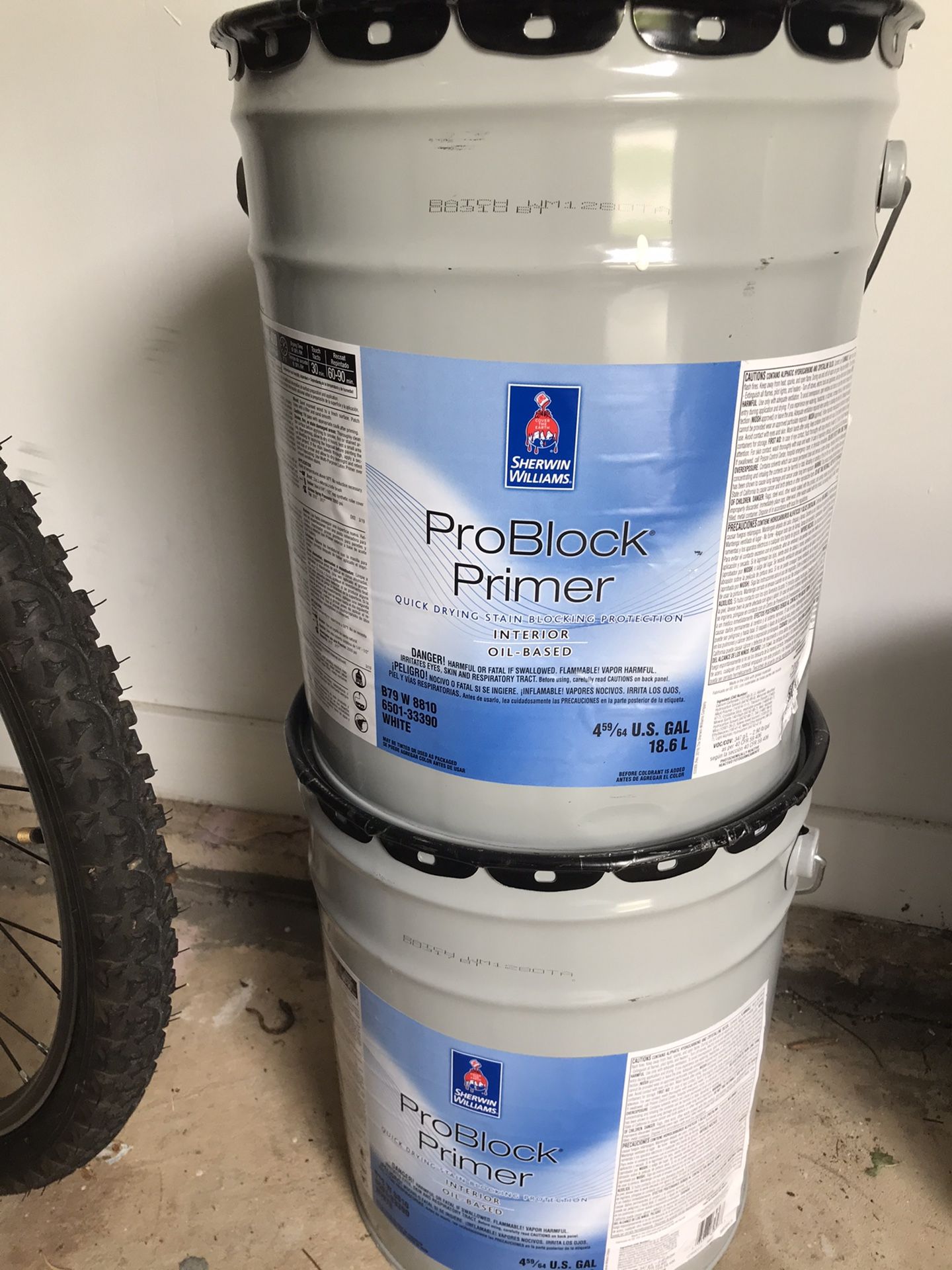 Oil base primer. Pro block. Sherwin Williams. 5gl buckets white color ...