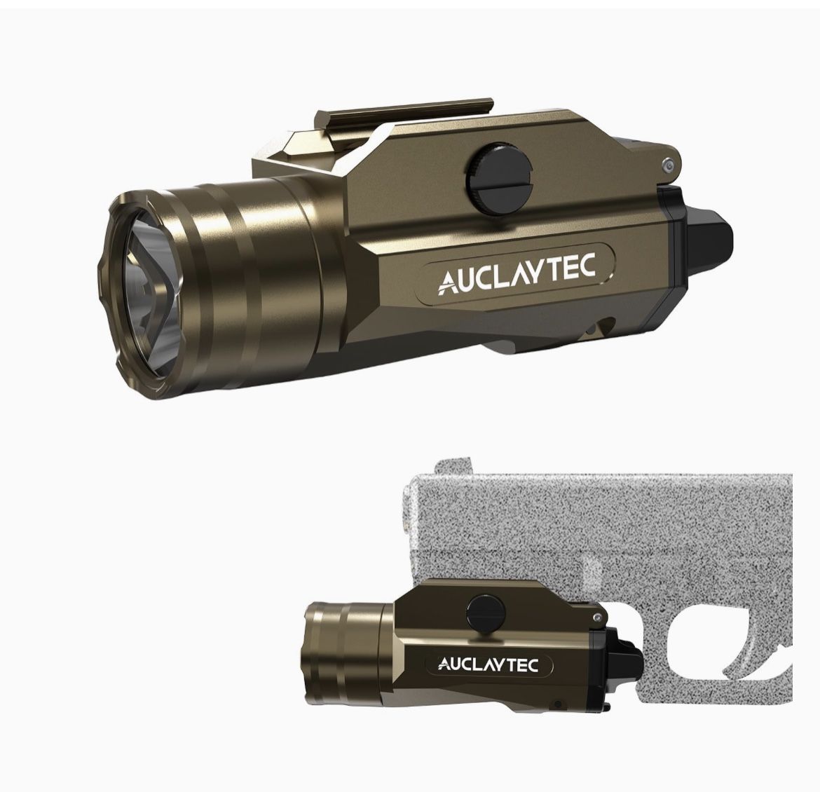 AUCLAYTEC 1350 Lumens Compact Pistol Light LED Strobe Pistol Flashlight ...