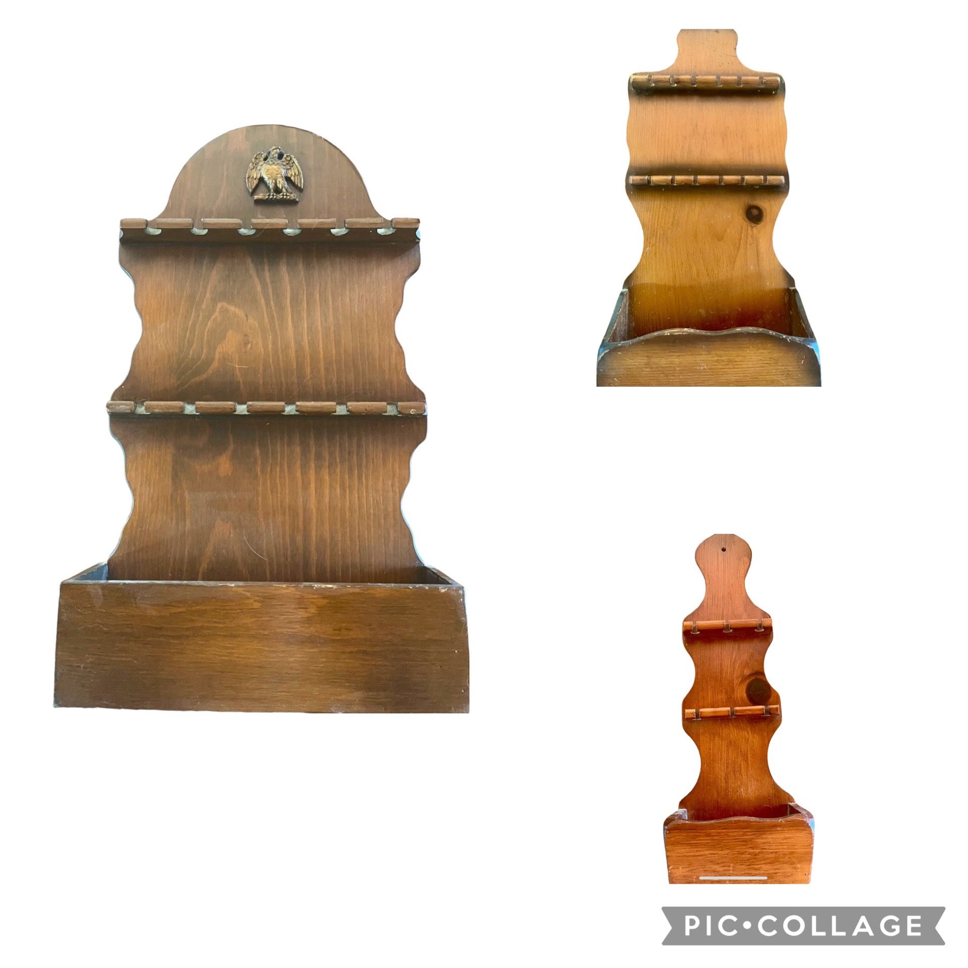 3 Antique Spoon Wooden Wall Display Rack 30 Slots for Collector Spoon ...