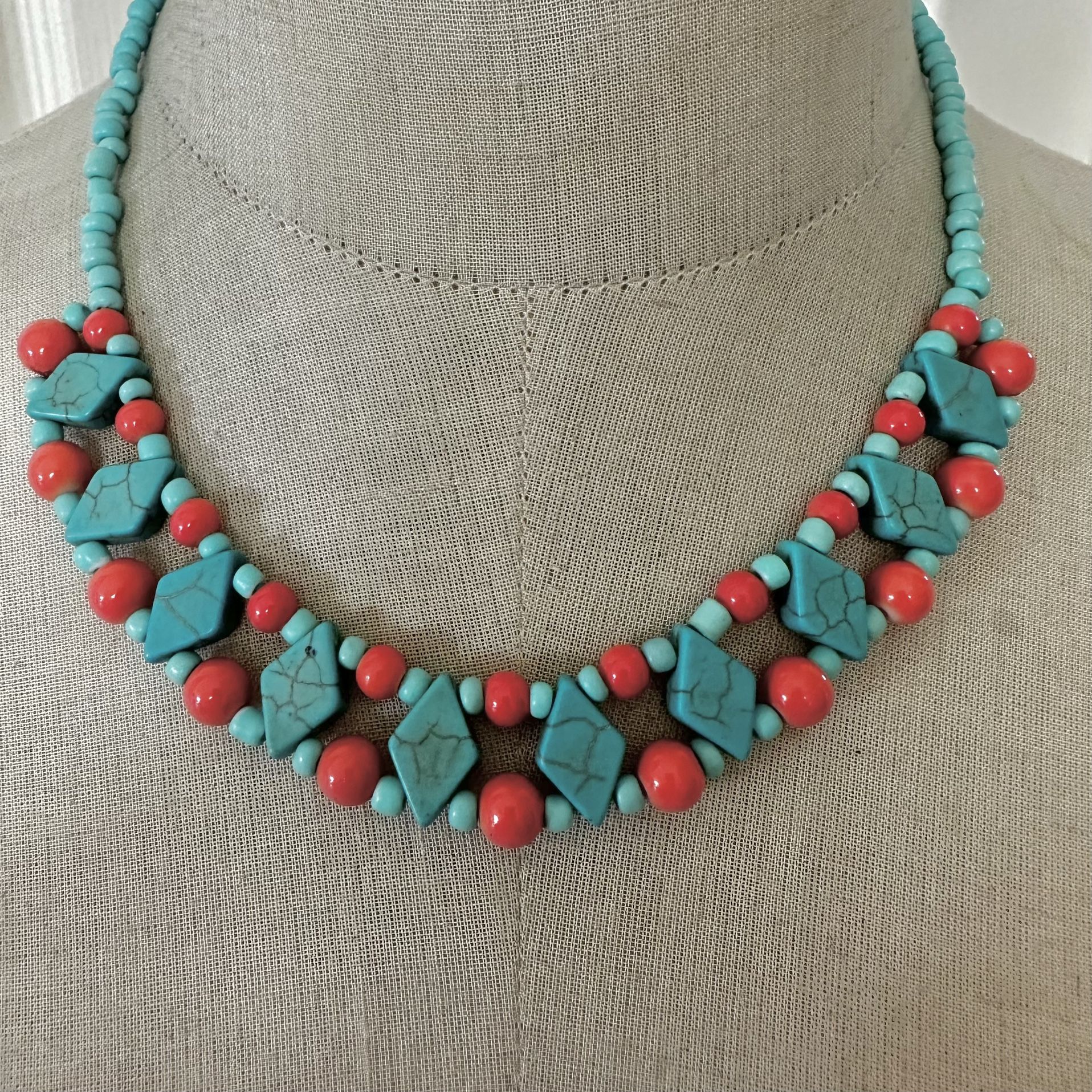 Turquoise & Coral Style Beaded Necklace for Sale in Encinitas, CA - OfferUp