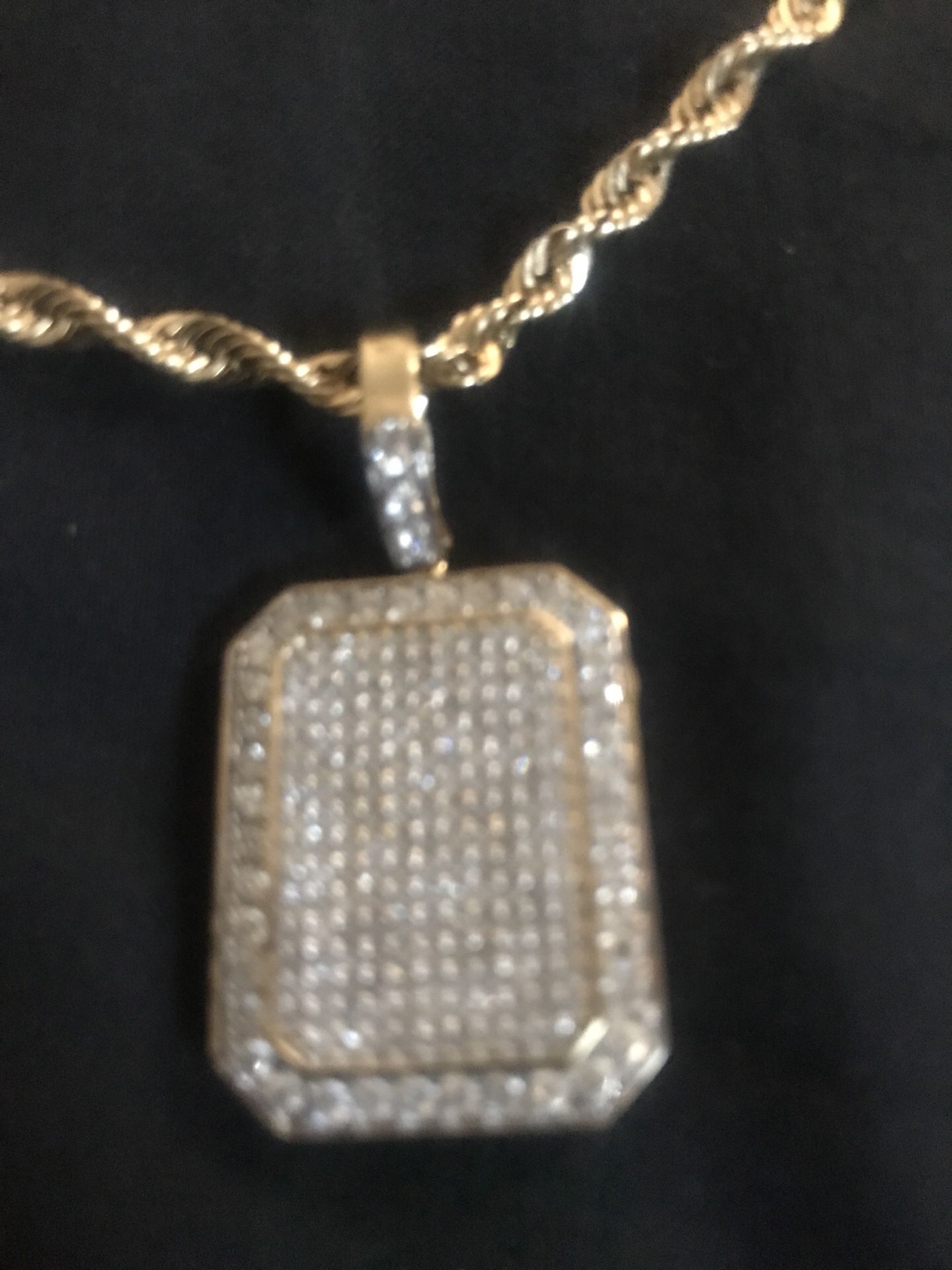 100% real 10k gold rope chain with 100% real 14k gold and diamond charm ...