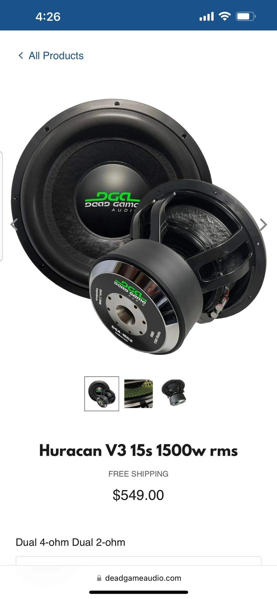 Dead Game Audio Huracan V3 15 Rms And Box for Sale in Ceres, CA - OfferUp