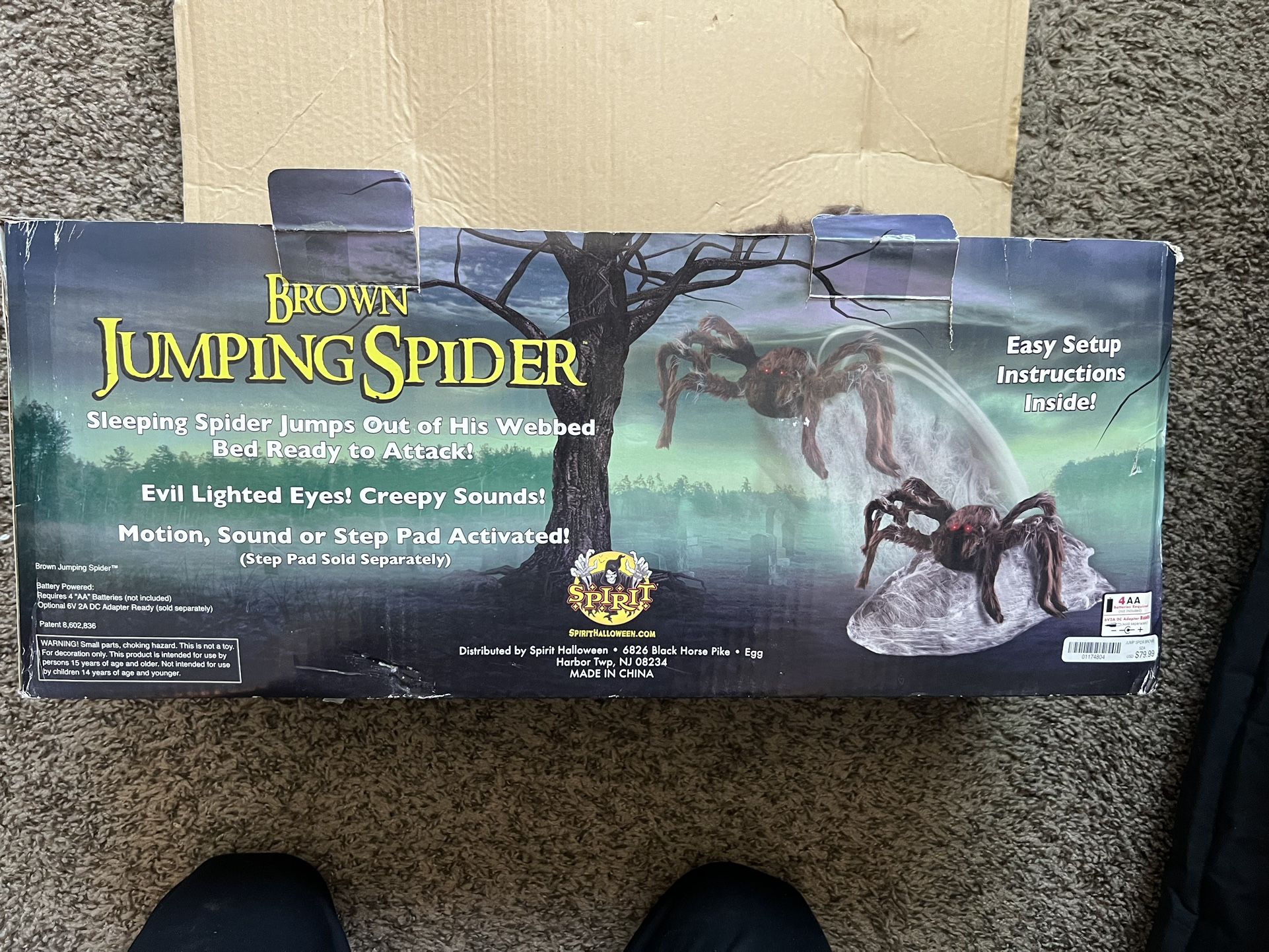 Spirit Halloween Brown Jumping Spider Decoration Animatronic for Sale ...