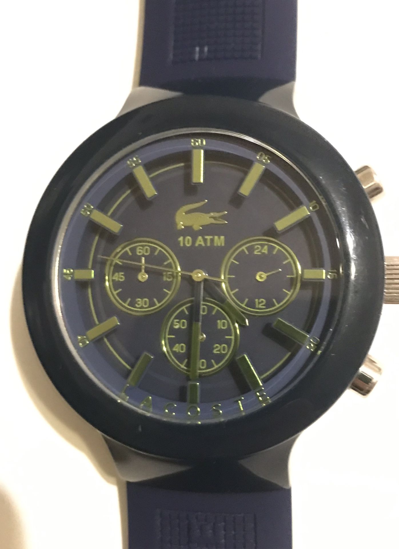 Excellent Lacoste Men's Borneo LC61.1.29.2589 Blue and Green band New ...