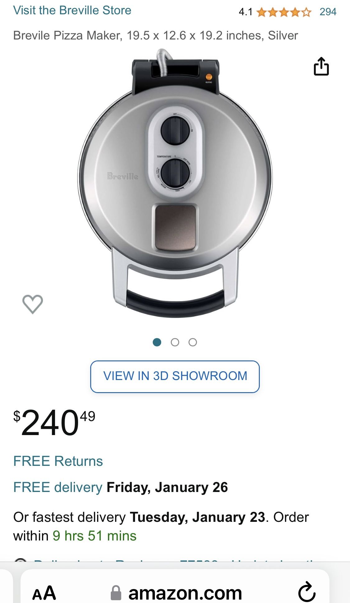 Brevile Pizza Maker, X X Inches, Silver, 45% OFF