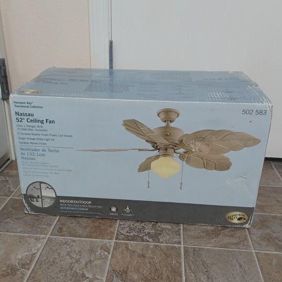Hampton Bay Nassau Indoor Outdoor 52 Inch Ceiling Fan | Shelly Lighting