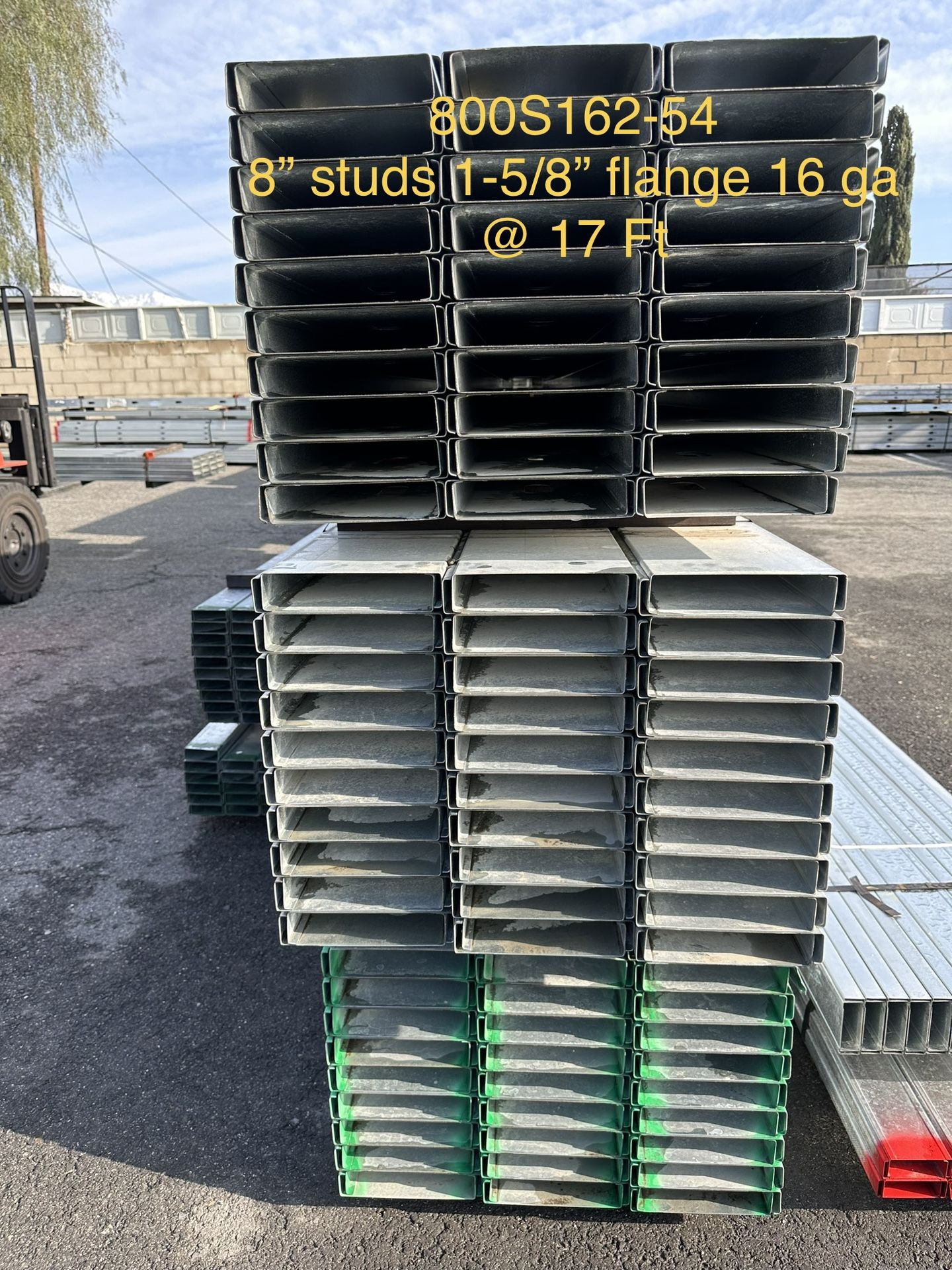 8” Steel Stud With 1-5/8” Flange 16 Gauge @ 17 Ft Steel Framing for ...