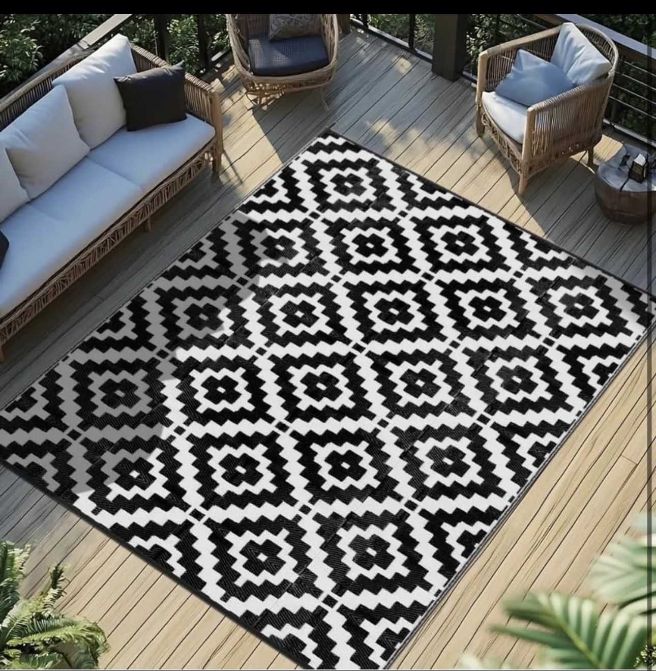 Favoyard Outdoor Rug 8x10 ft Plastic Straw Patio Area Carpet for Sale ...