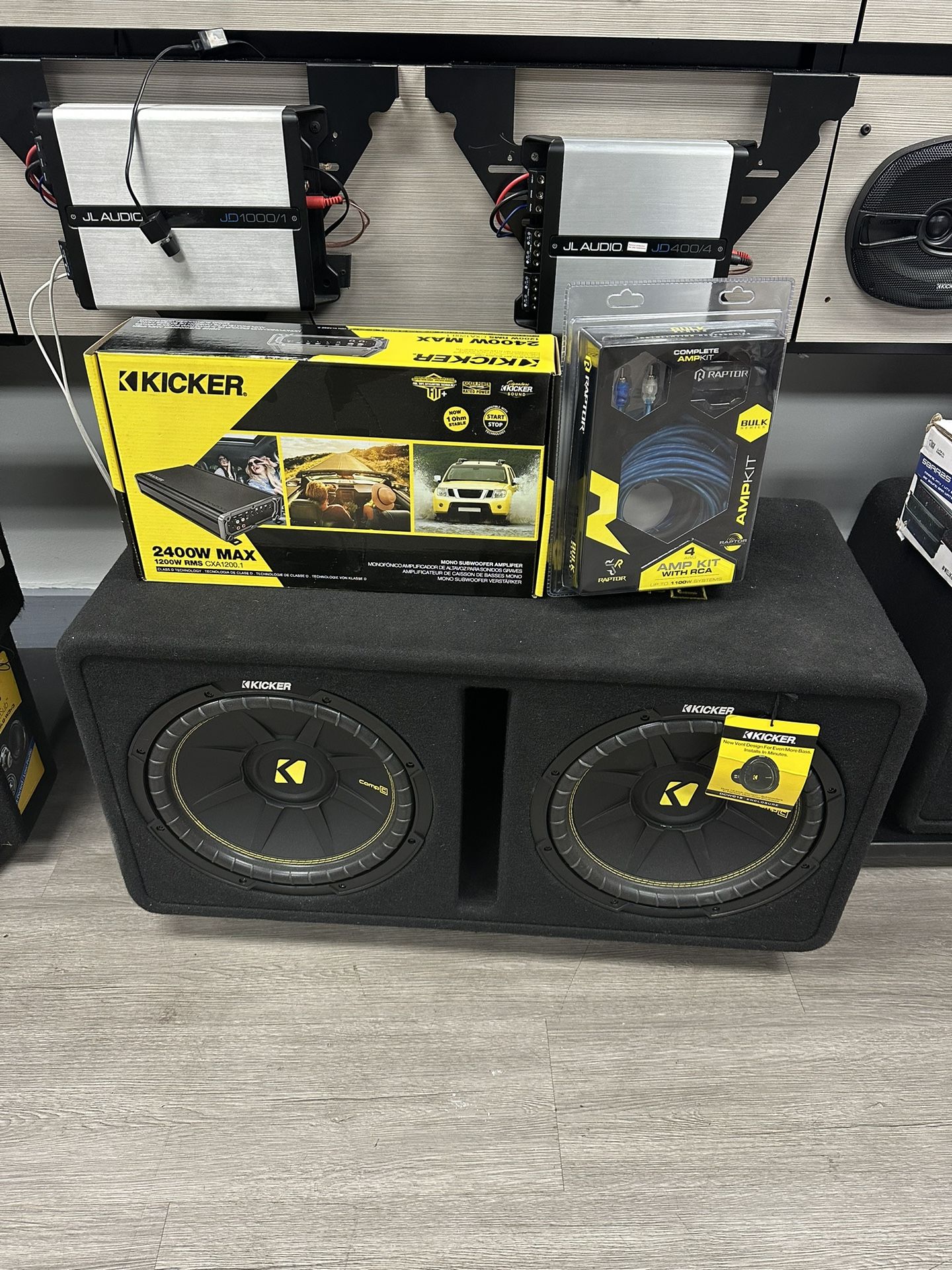 Kicker Bass System 12” Dual Speaker Box Amplifier And Amp Kit for Sale ...