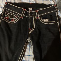 Red And Black True Religion Jeans