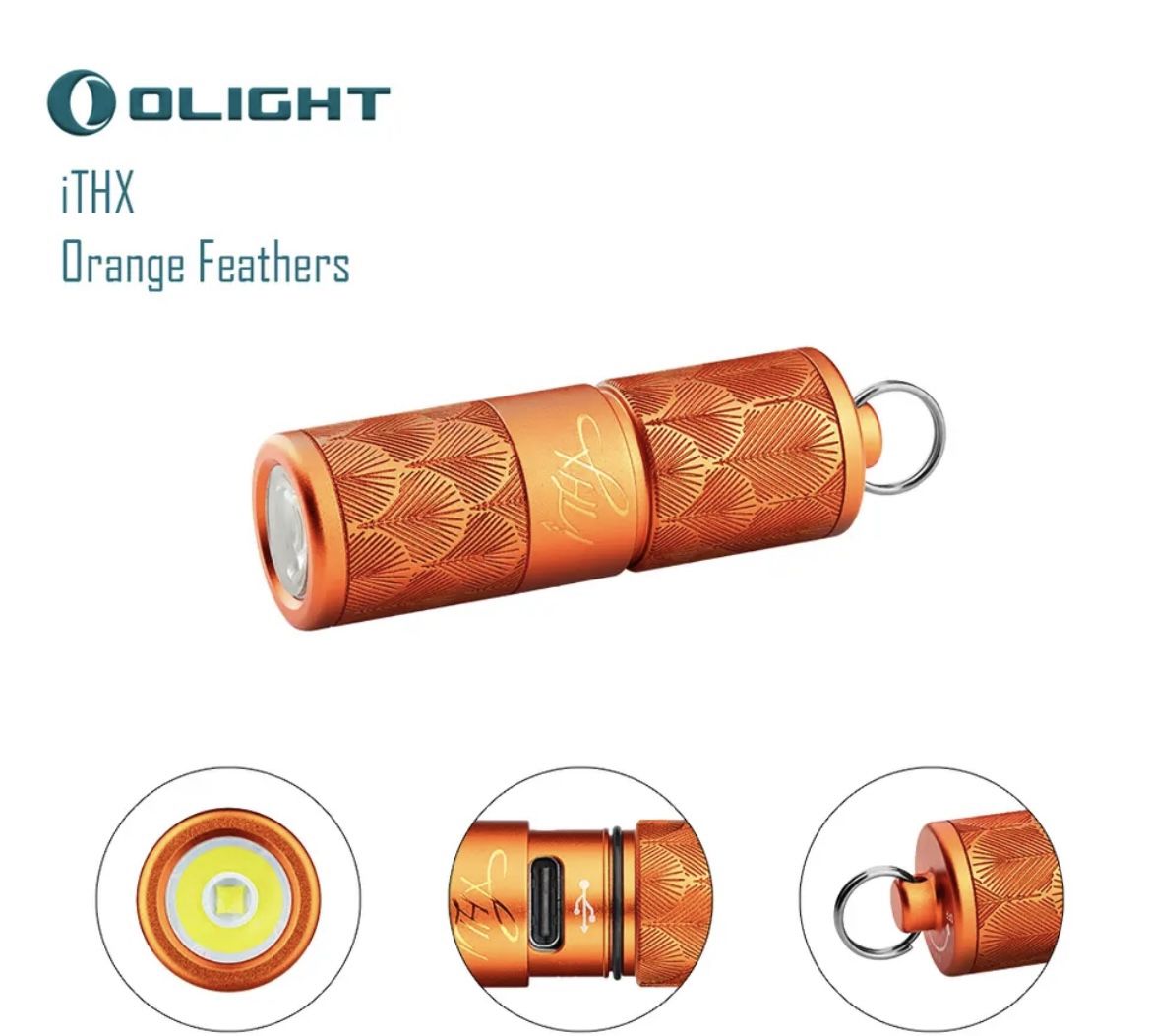 Olight iTHX Orange Feathers Rechargeable Ultra-light EDC Flashlight for ...