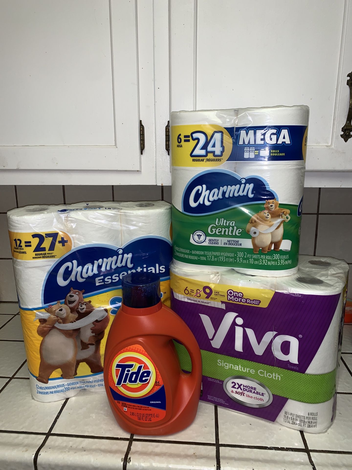 Bundle Charmin Tide Viva detergent paper towels toilet paper for Sale ...