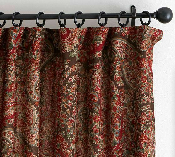 Pottery Barn | "Carrie" Brown & Red Paisley Curtains Panels Drapes | 50 ...