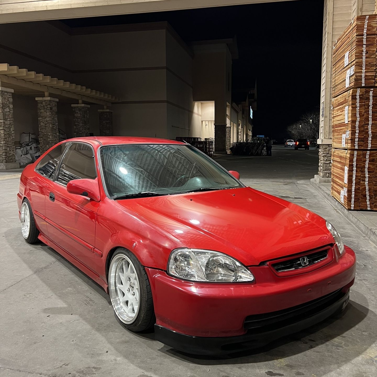 Red Ek Coupe Stance