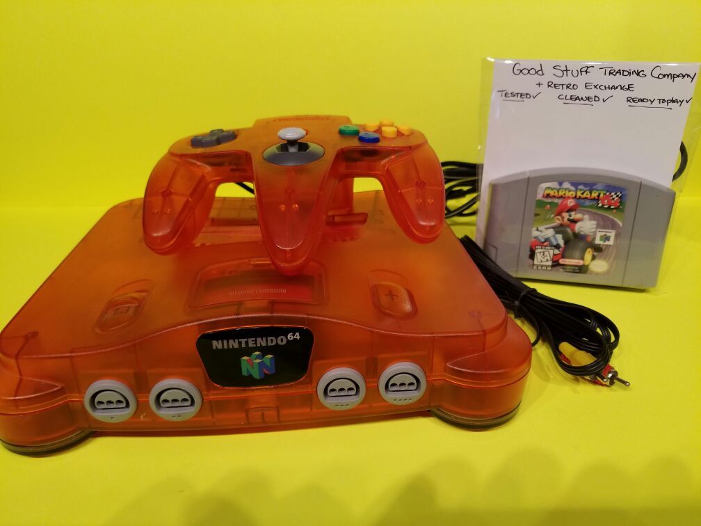 Nintendo N64 Funtastic Fire Orange complete system ** w/ Mario Kart 64 ...