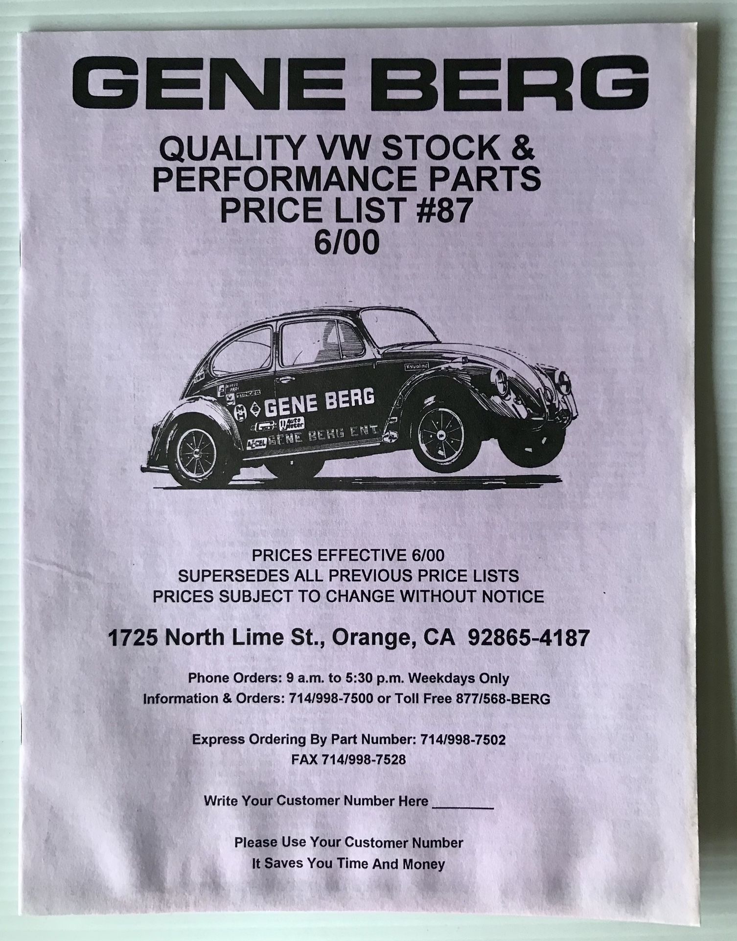Vw parts price list store
