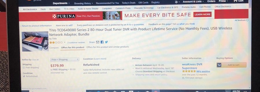 TiVo Series 2 DT (Dual Tuner); Includes LIFETIME TiVo Subscription ...