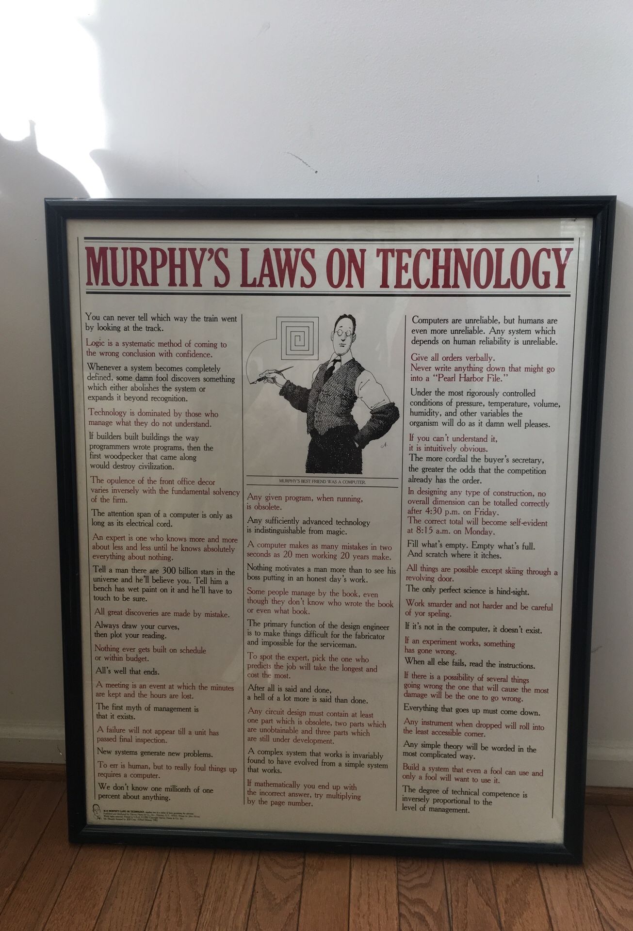 Framed Poster Murphy’s Laws on Technology for Sale in Triangle, VA ...